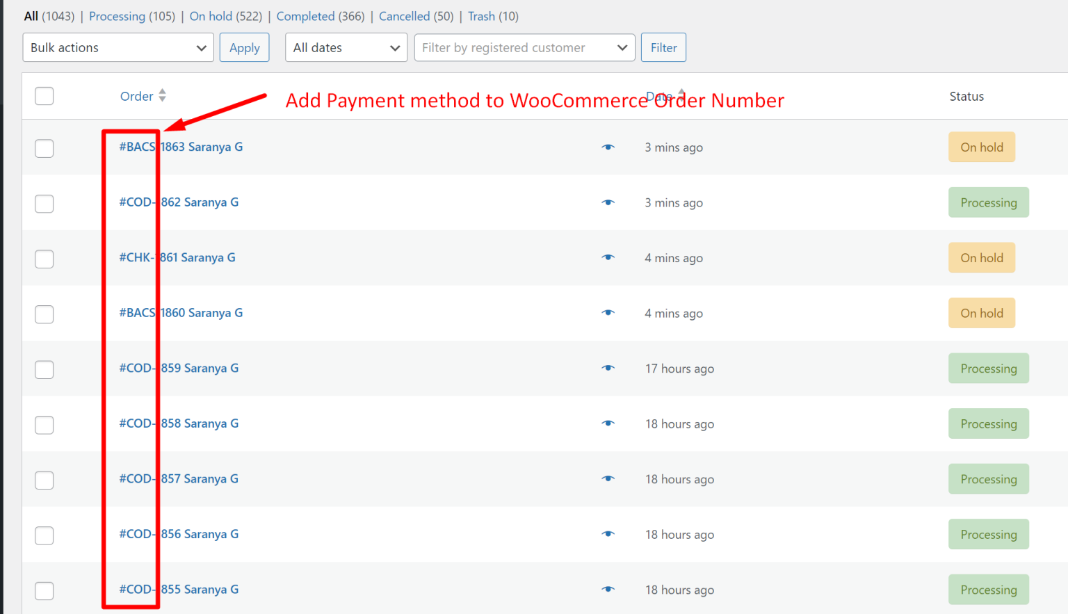 How To Add Payment Method To Custom Order Number In Woocommerce Tyche Softwares