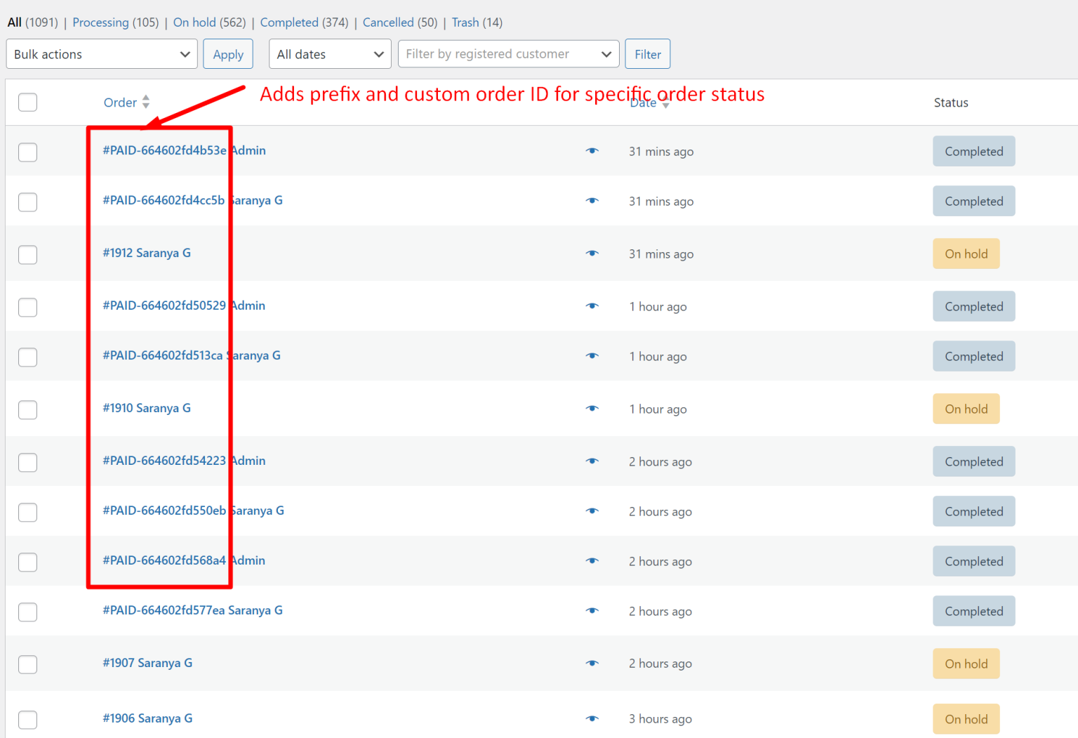 How to Add Prefix Only for Completed Orders in WooCommerce? - Tyche Softwares