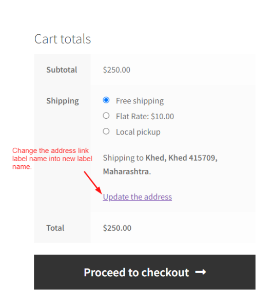 How to Modify the "Change Address" Label Name in WooCommerce Cart? - Tyche Softwares