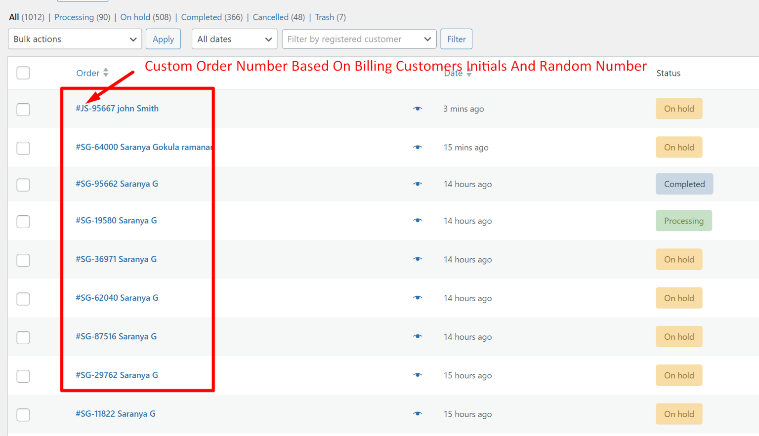 How to Include Custom Order Number Based On Customers Initials ...