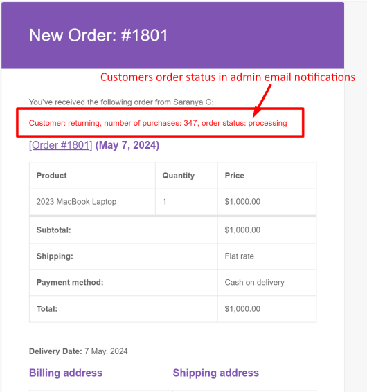 How to Display Customer Order Status Details in Admin New Order Emails in WooCommerce? - Tyche ...