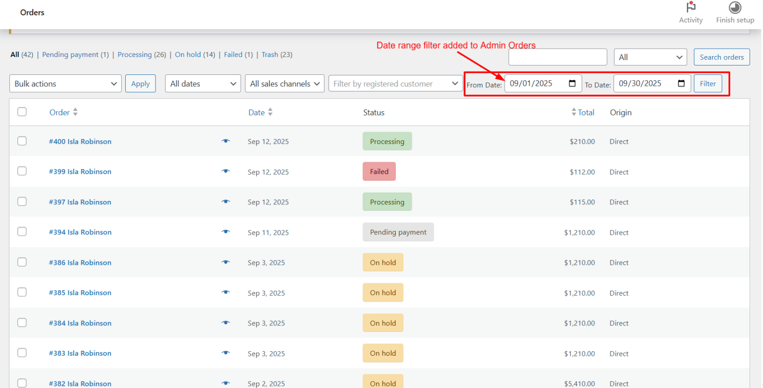 How to Add a Date Range Filter to WooCommerce Admin Orders Page (HPOS Compatible)? - Tyche Softwares