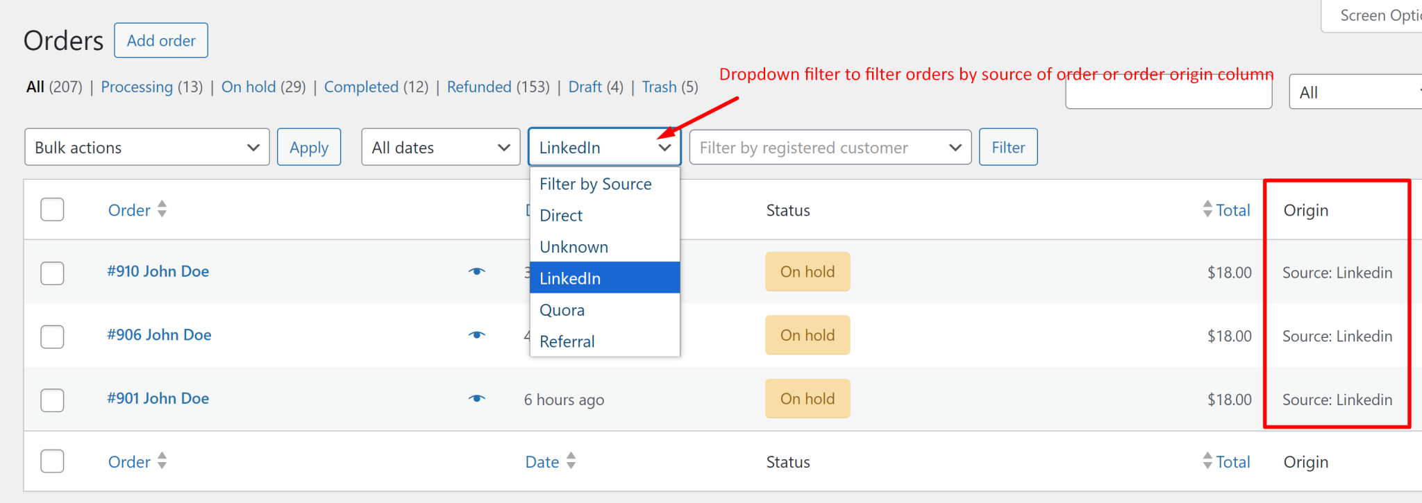 How To Add Order Origin Filter Field In Woocommerce Admin Orders Page Tyche Softwares 