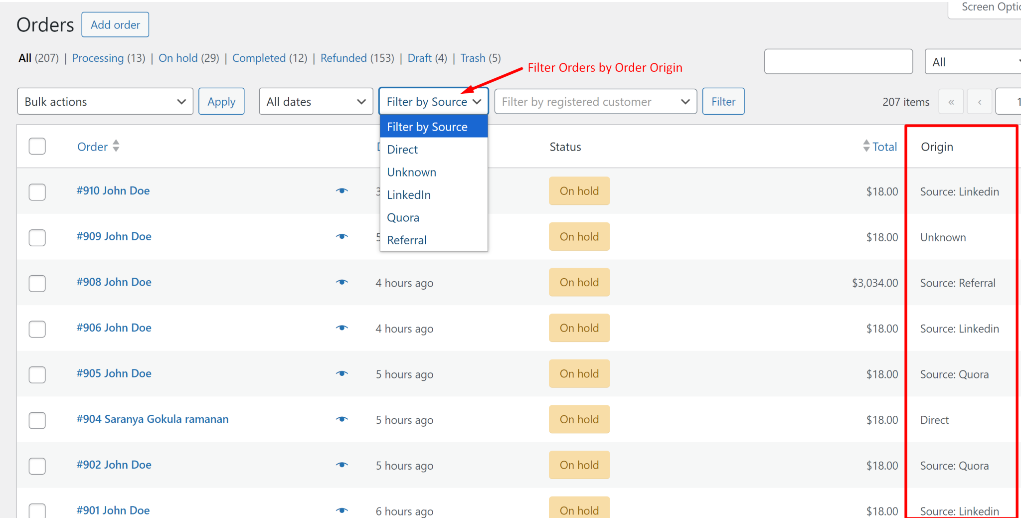 How to Add Order Origin Filter Field in WooCommerce >Admin Orders Page? - Tyche Softwares