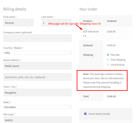 How to Display a Message Based on Shipping Class in WooCommerce @Checkout Page? - Tyche Softwares