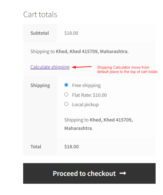 How To Move Shipping Calculator To The Top Of The Cart Totals In Woocommerce Tyche Softwares