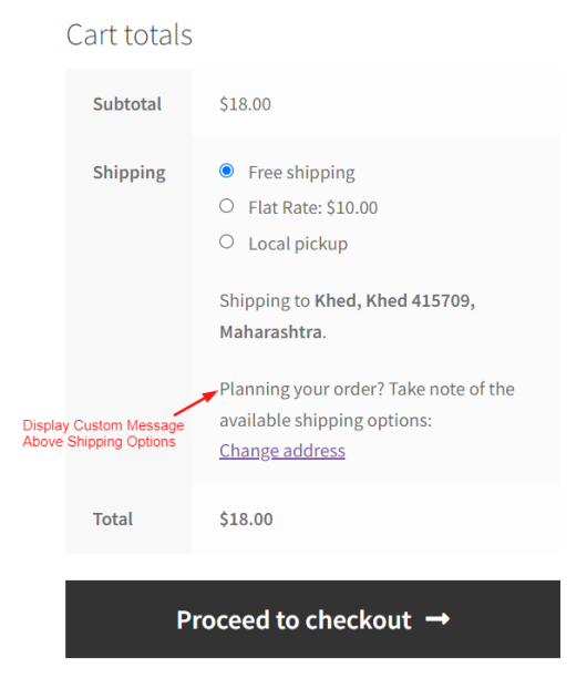 How to Display Custom Message Above The Shipping Options in WooCommerce? - Tyche Softwares