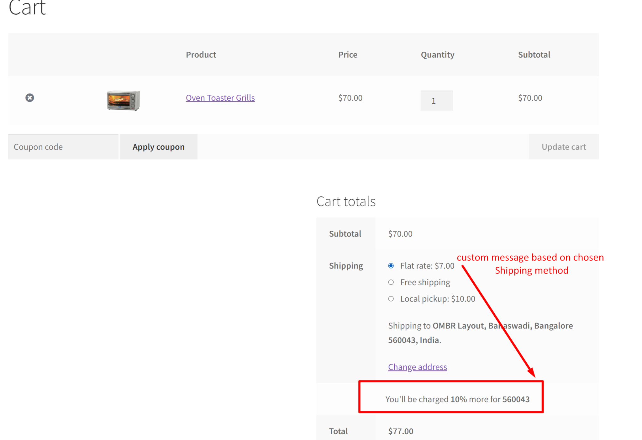 How to Display a Custom Message for a Selected Shipping Method in WooCommerce? - Tyche Softwares