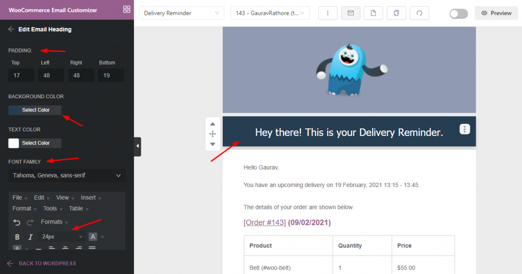 How to use WooCommerce email template customization plugin Yaymail with Order Delivery Date Pro ...