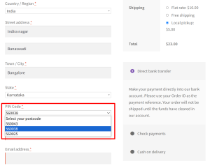 How to Change Postcode Shipping Field to a Dropdown in WooCommerce? - Tyche Softwares