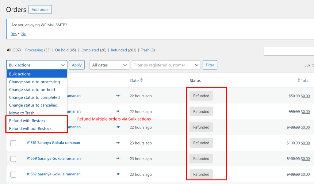 How To Refund Multiple Orders Via Bulk Actions In Woocommerce Compatible With Hpos Order 