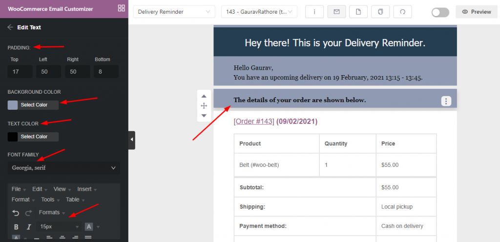 How to use WooCommerce email template customization plugin Yaymail with Order Delivery Date Pro ...