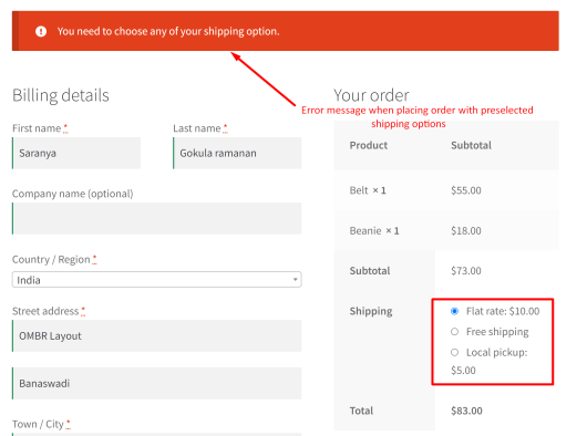 How to Make Shipping Method Fields Mandatory on WooCommerce Checkout ...
